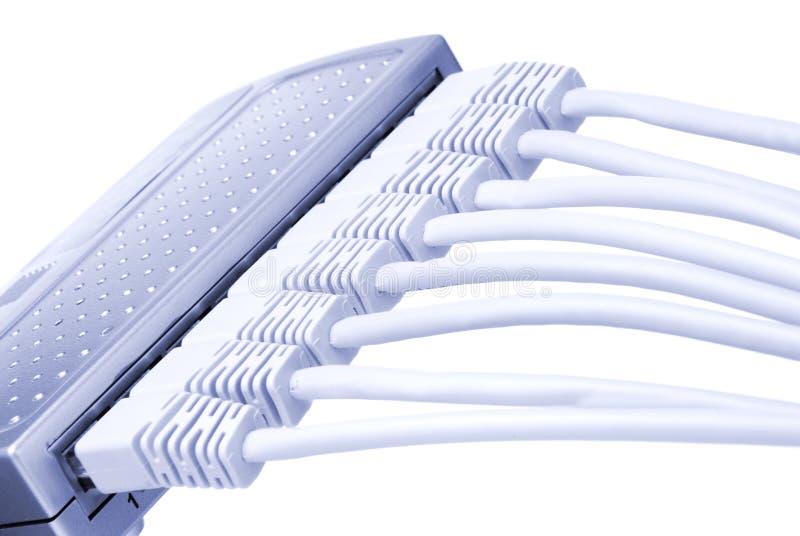 Router, Commutator, Switchboard with the Connected Stock Image - Image ...