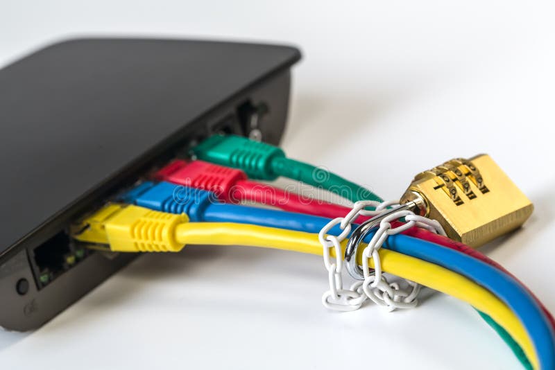 Router with Connecting Cables To Secure LAN Stock Photo - Image of port ...