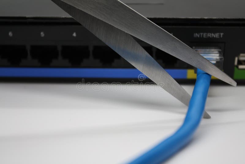 Router and Cut-off Internet Cable Stock Photo - Image of internet, rg45 ...