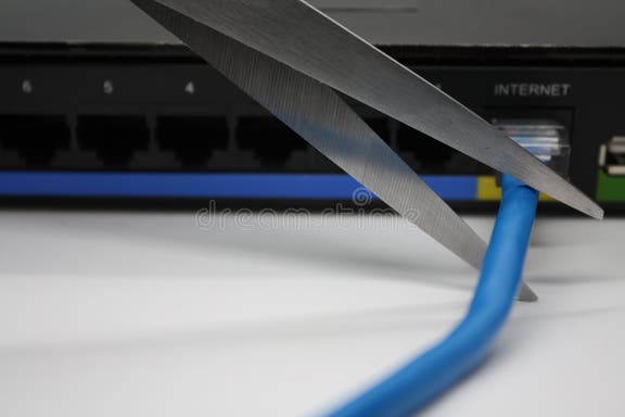 Router and Cut-off Internet Cable Stock Photo - Image of internet, rg45 ...
