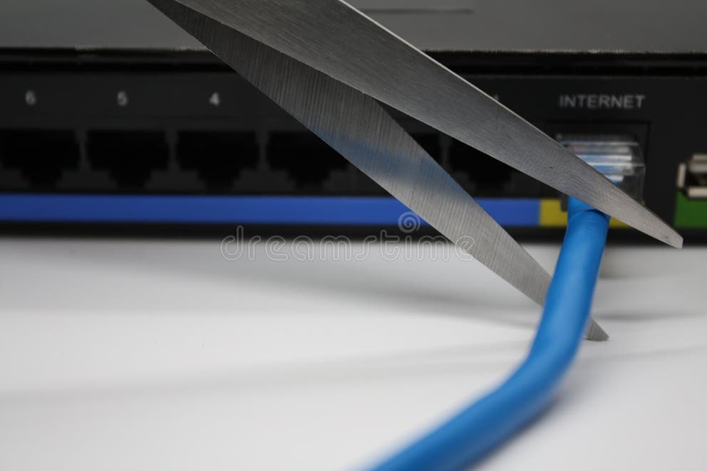 Router and Cut-off Internet Cable Stock Photo - Image of internet, rg45 ...