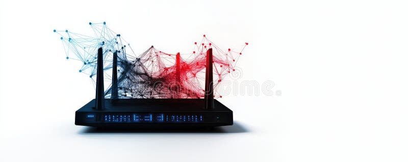 Router with Digital Network Graphics Stock Illustration - Illustration ...