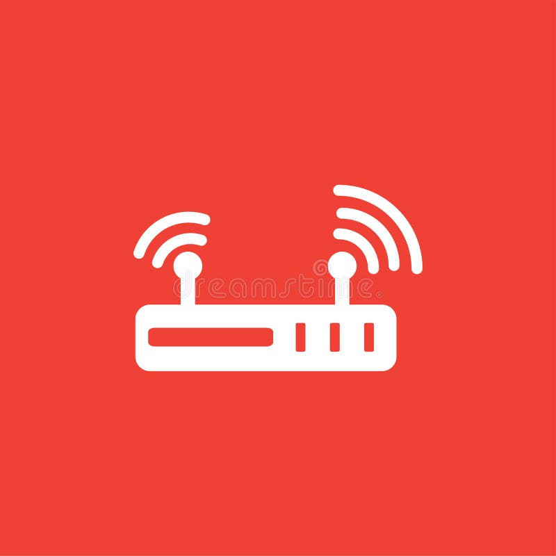 Router Icon on Red Background. Red Flat Style Vector Illustration Stock ...