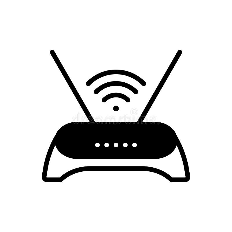 Black Solid Icon for Router, Antenna and Hub Stock Vector ...