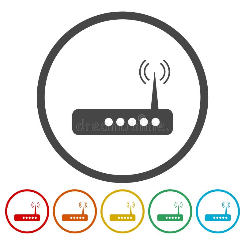 Router Red Icon on White Background. Red Flat Style Vector Illustration ...