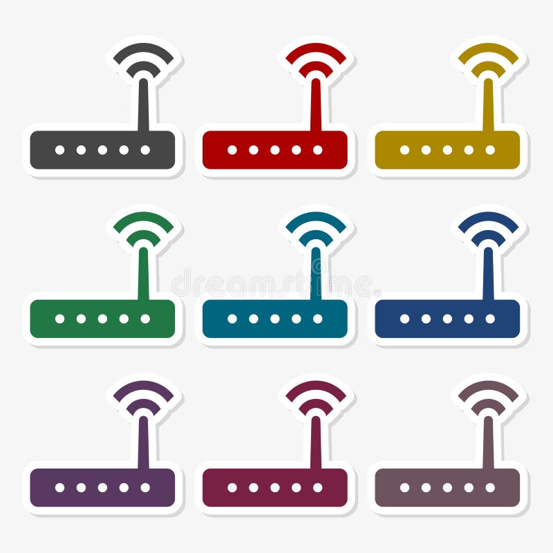 Router Icon Vector, Router Sticker Set Stock Vector - Illustration of ...