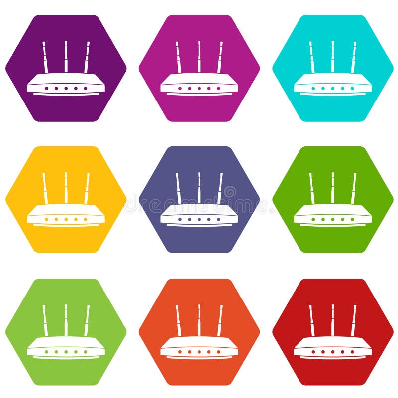 Router icons set 9 vector stock vector. Illustration of connect - 115835824
