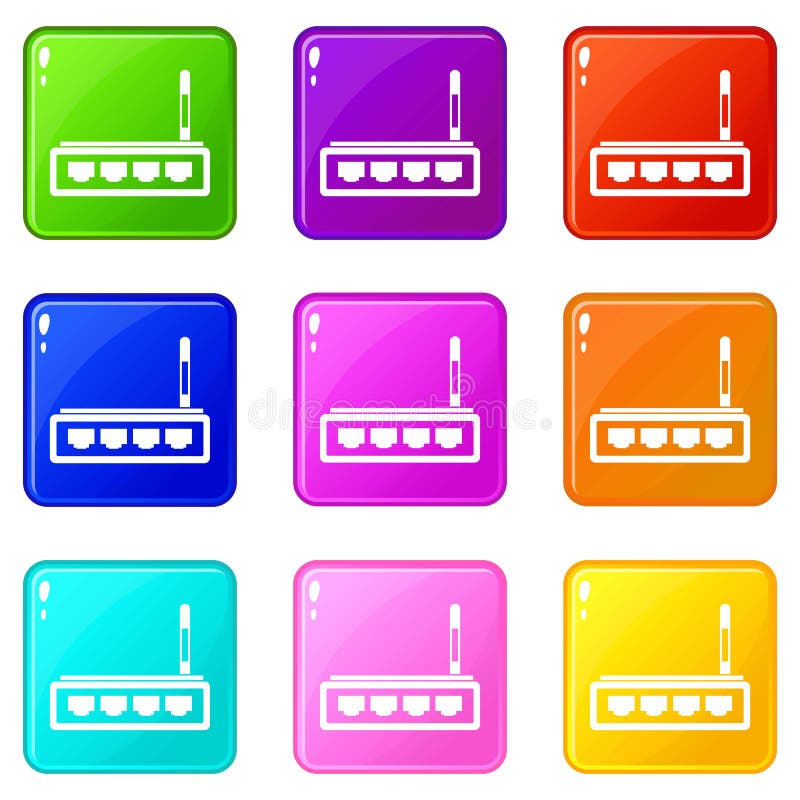Router icons 9 set stock vector. Illustration of connection - 96091733