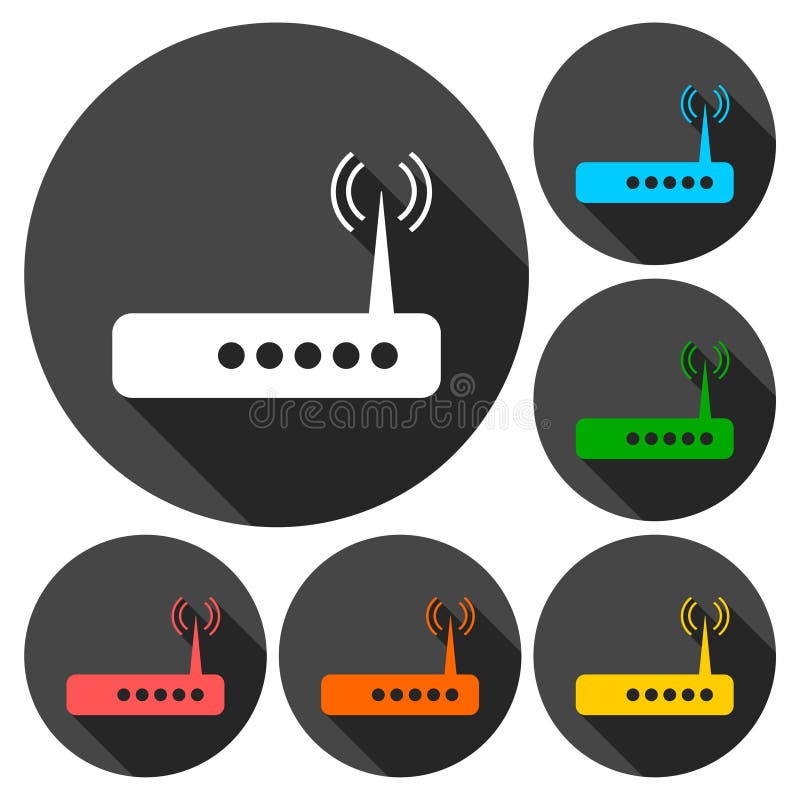 Router Icons Set with Long Shadow Stock Vector - Illustration of ...