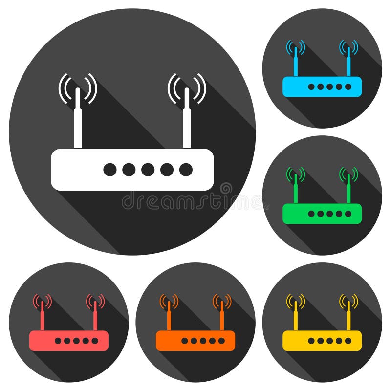 Router Icons Set with Long Shadow Stock Vector - Illustration of modem ...
