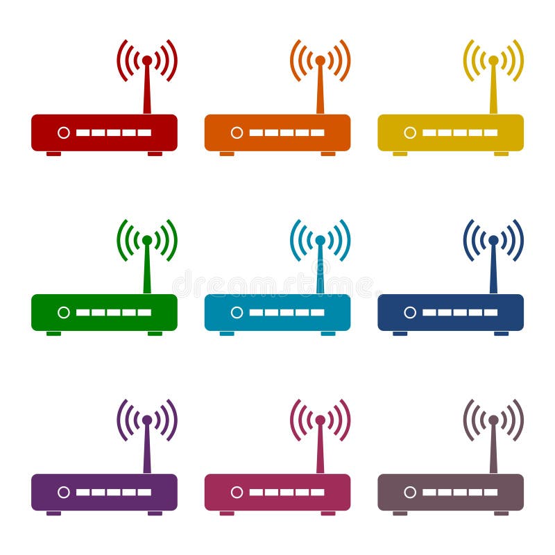 Router icons set stock vector. Illustration of connection - 101776632