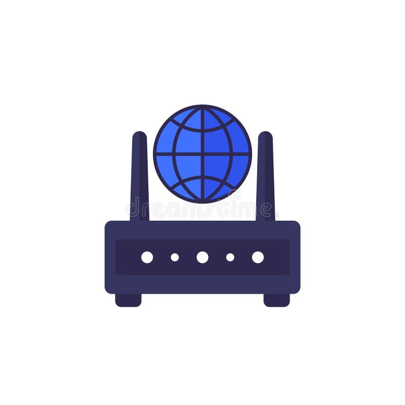 Router, Internet Modem Icon, Flat Vector Stock Vector - Illustration of ...