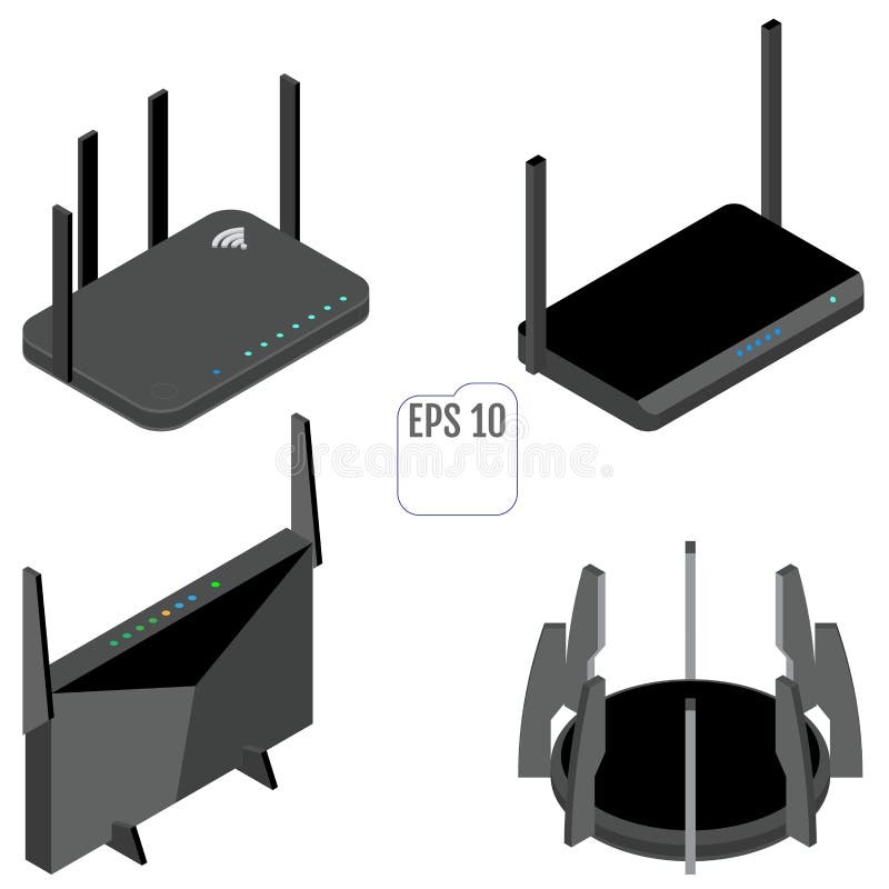 Wi-fi Router Isometric Icon. 3d Line Art Technical Drawing. Editable ...