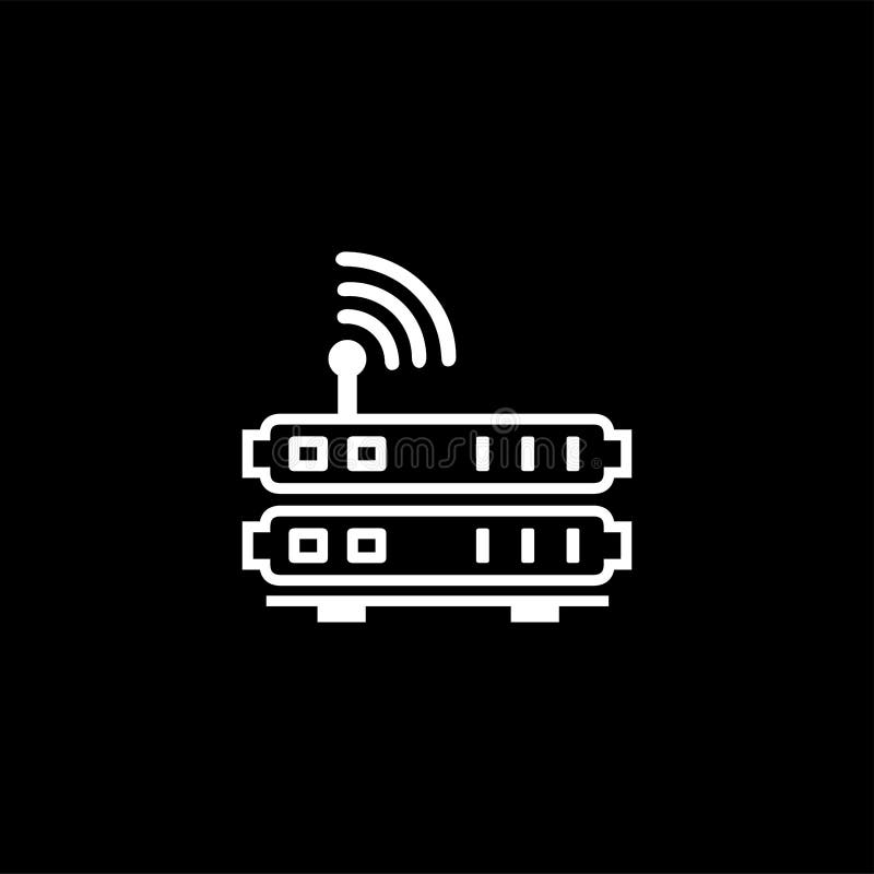 Router Line Icon on Black Background. Black Flat Style Vector ...