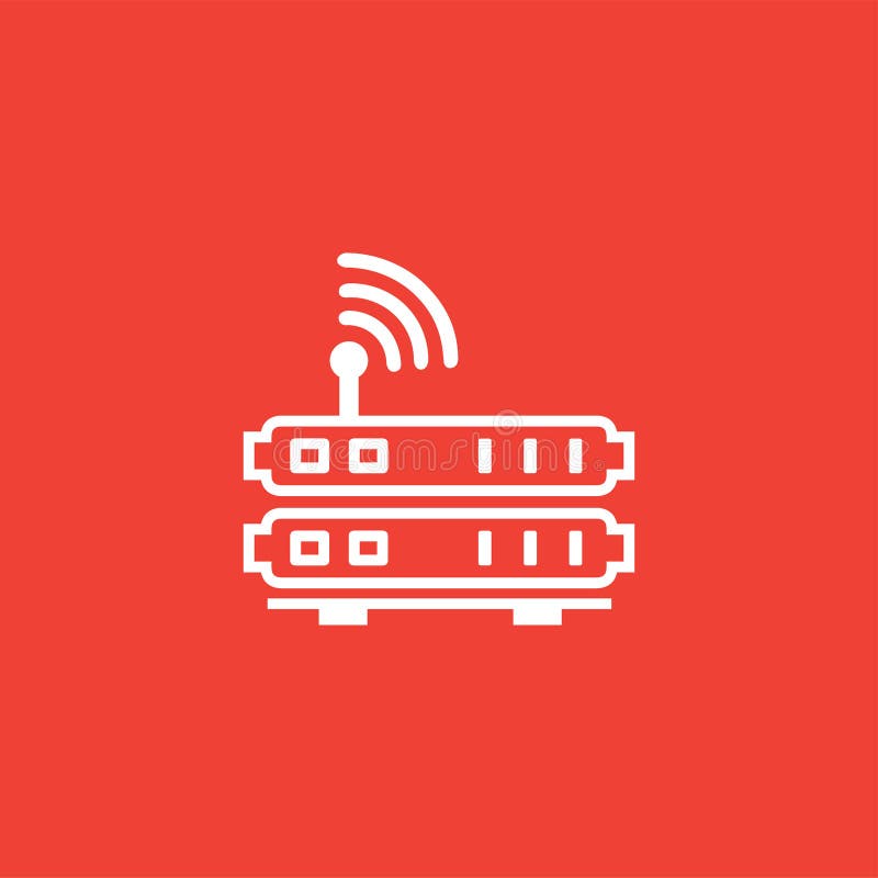 Router Line Icon on Red Background. Red Flat Style Vector Illustration ...