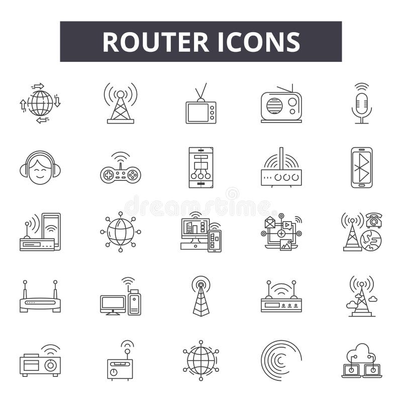Router Line Icons, Signs, Vector Set, Outline Illustration Concept ...