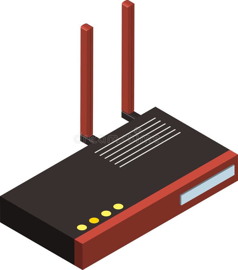 Router and Modem Illustration in 3D Isometric Style Stock Vector ...