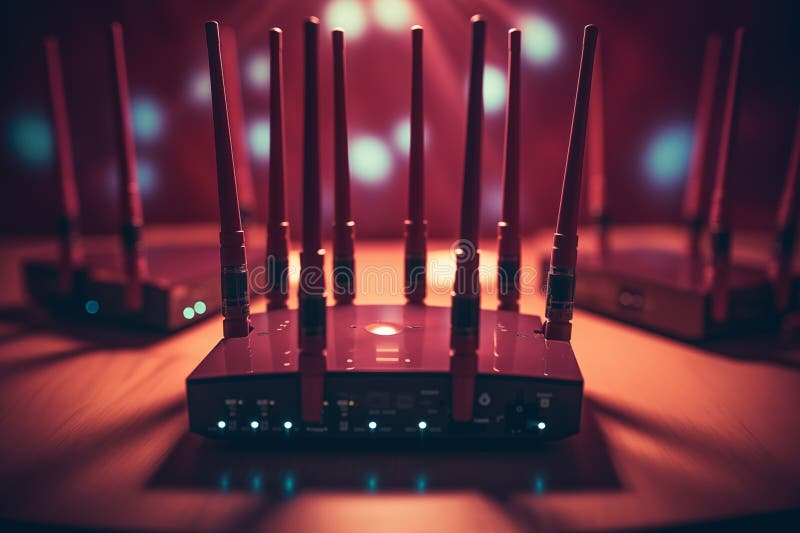 Router with Multiple Antennas, Symbolizing Network Connectivity ...