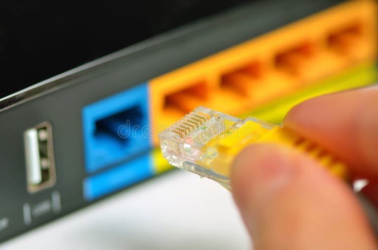 Router Network Hub with Patch Cable Stock Photo - Image of data ...