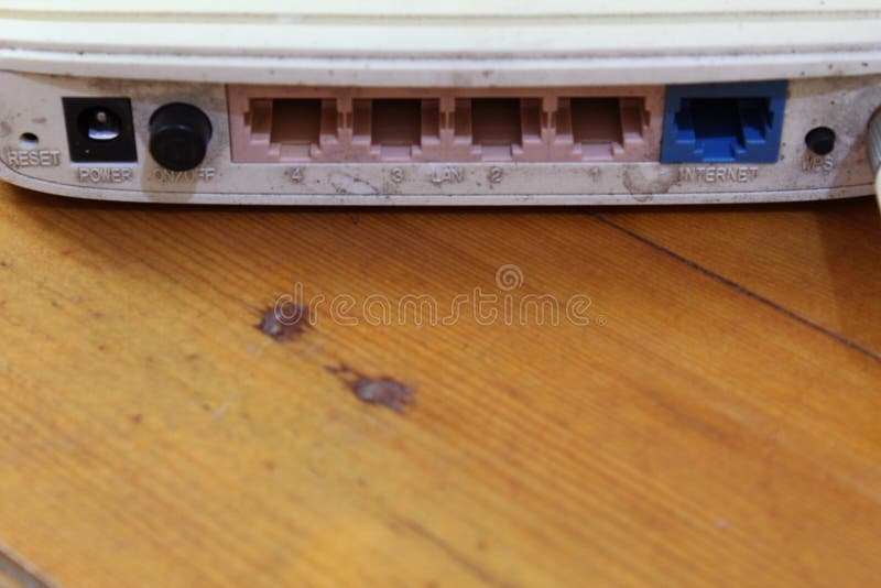 Wi-Fi Router with Cables on Table Stock Photo - Image of digital, port ...