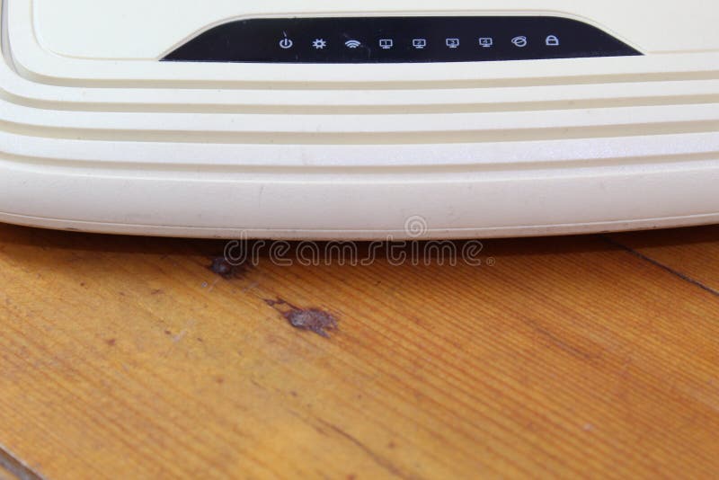 Wi-Fi Router with Cables on Table Stock Photo - Image of digital, port ...