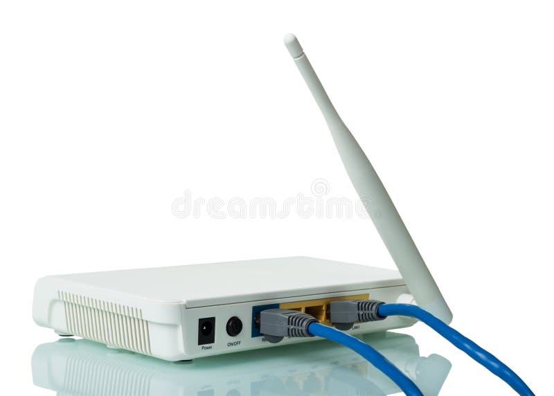 Wi-Fi Router and Internet Connection Cable Isolated on White Stock ...