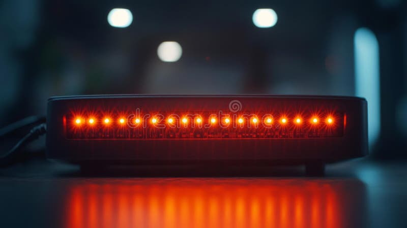 Router with Red Warning Lights Indicating Blocked Internet Access Stock ...