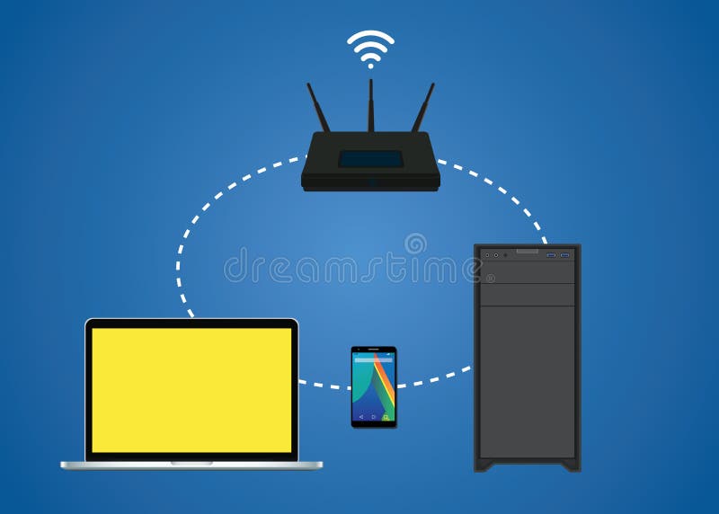 Router Wifi Connection between Notebook Pc Computer and Smartphone ...