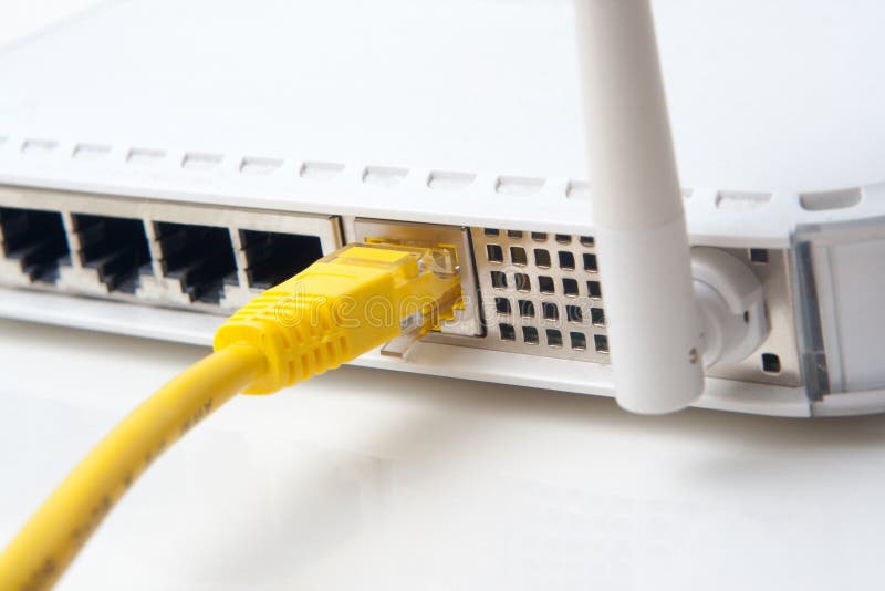 Network Cable on Computer Ethernet Router Hub Stock Photo - Image of ...