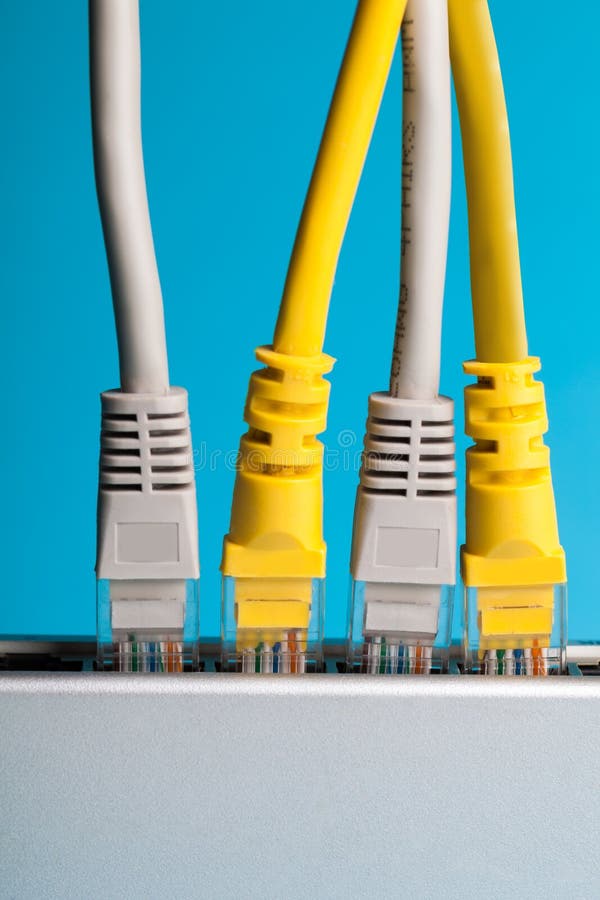 Router with wires closeup stock image. Image of ethernet - 61797953