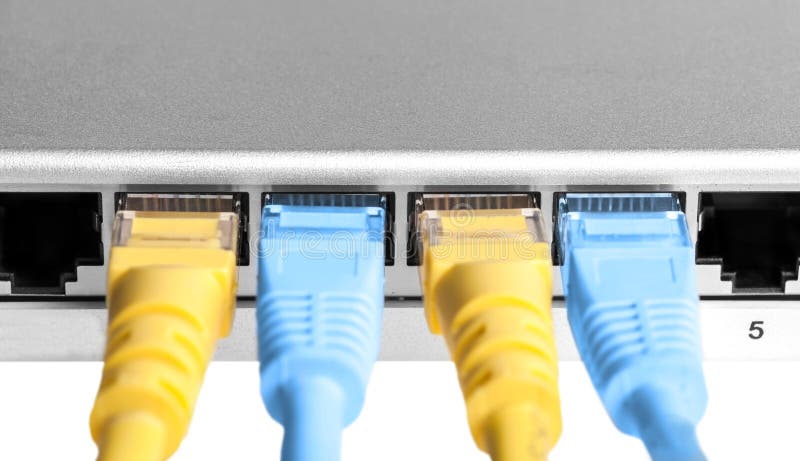 Router with wires closeup stock image. Image of ethernet - 61797953