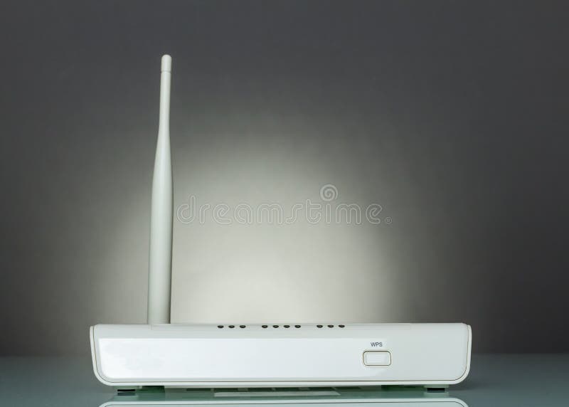 A Router with WPS Function on Gray Stock Image - Image of connector ...