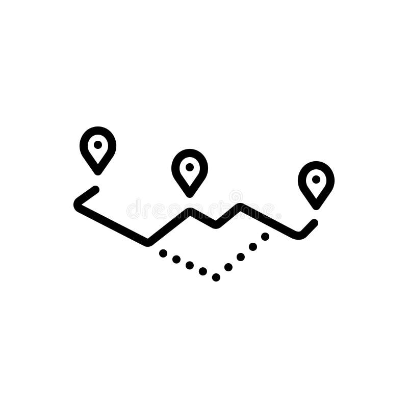 Black Line Icon for Routes, Location and Path Stock Illustration ...