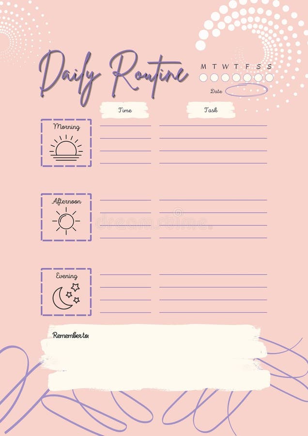 Daily Routine Digital Planning Insert Sheet Printable Page Template ...