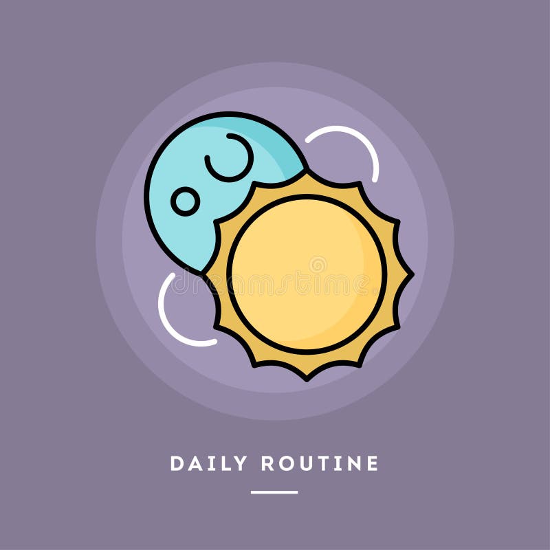 Daily Routine, Flat Design Thin Line Banner. Vector Illustration. Stock ...