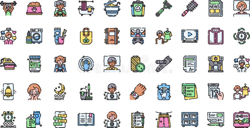 Daily Routine Icons High-Quality Vector Icons Collection with Editable ...