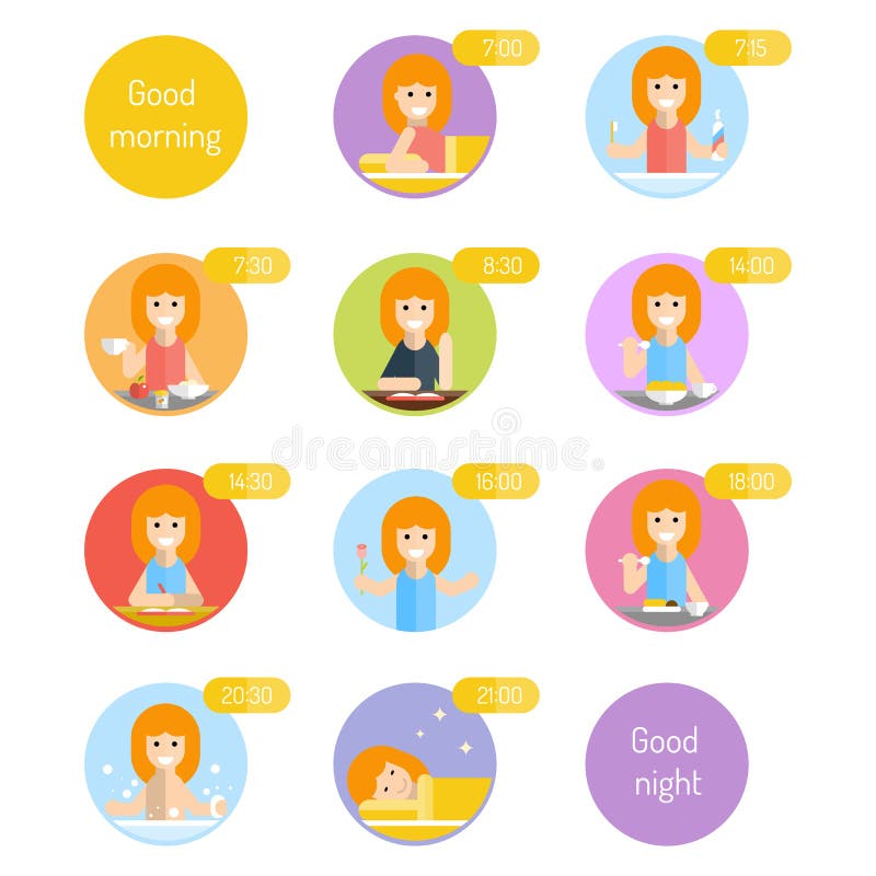 Daily routine for kids. stock vector. Illustration of action - 86239697