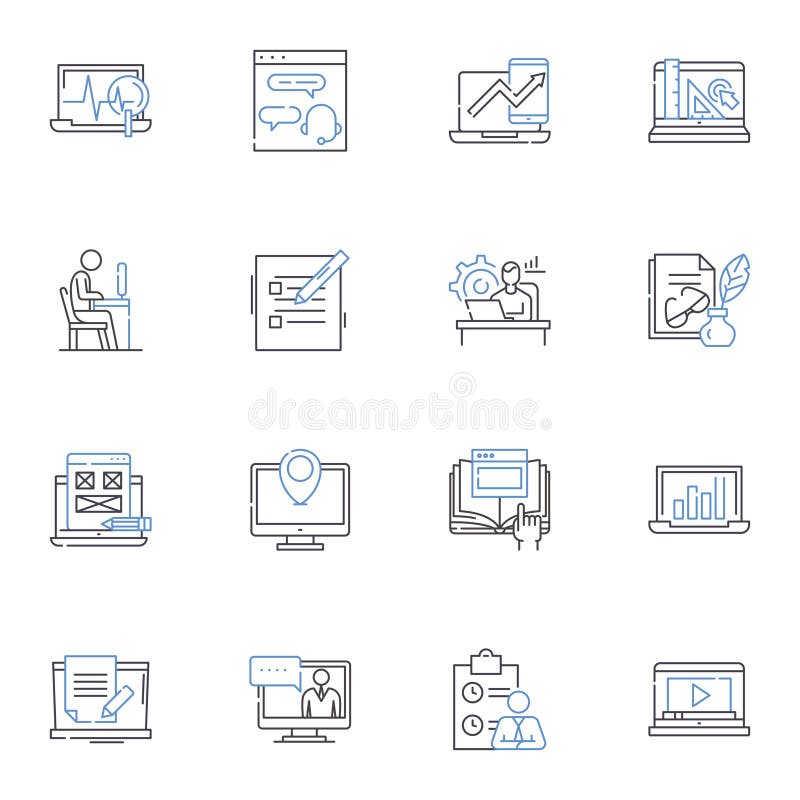 Routine Process Line Icons Collection Automate Synchronize