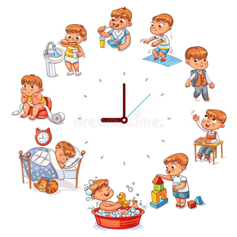 La Routine Quotidienne Du Garçon D'Afro-américain Sur Un Fond Blanc ...