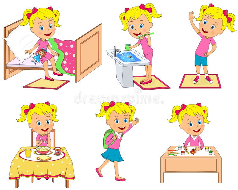 Routine Quotidienne D'enfants Illustration de Vecteur - Illustration du ...