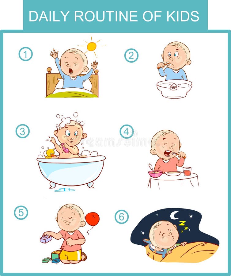 Routine Quotidienne D'illustration De Vecteur D'enfants Illustration de ...
