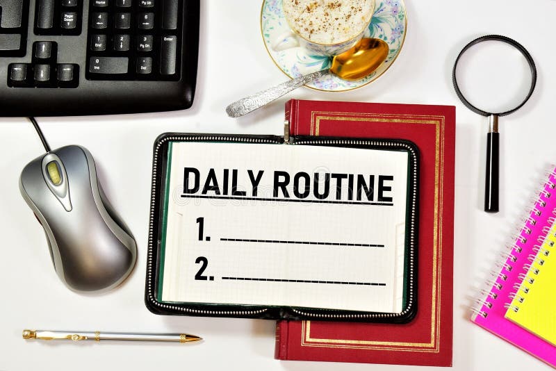 Daily Routine. Text Label for Planning Activities Stock Photo - Image ...