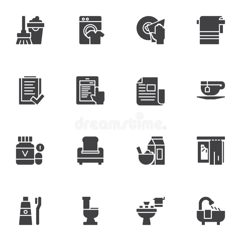 Daily Routine Vector Icons Set Stock Vector - Illustration of ...