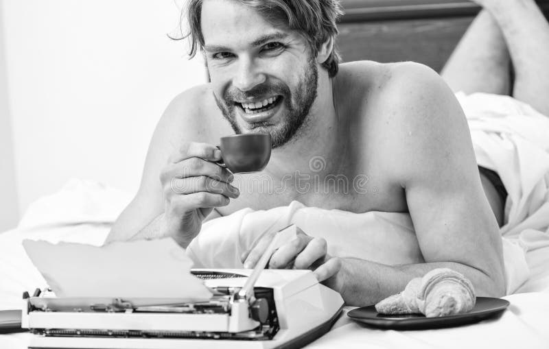 Daily Routine of Writer. Writer Handsome Author Used Old Fashioned ...