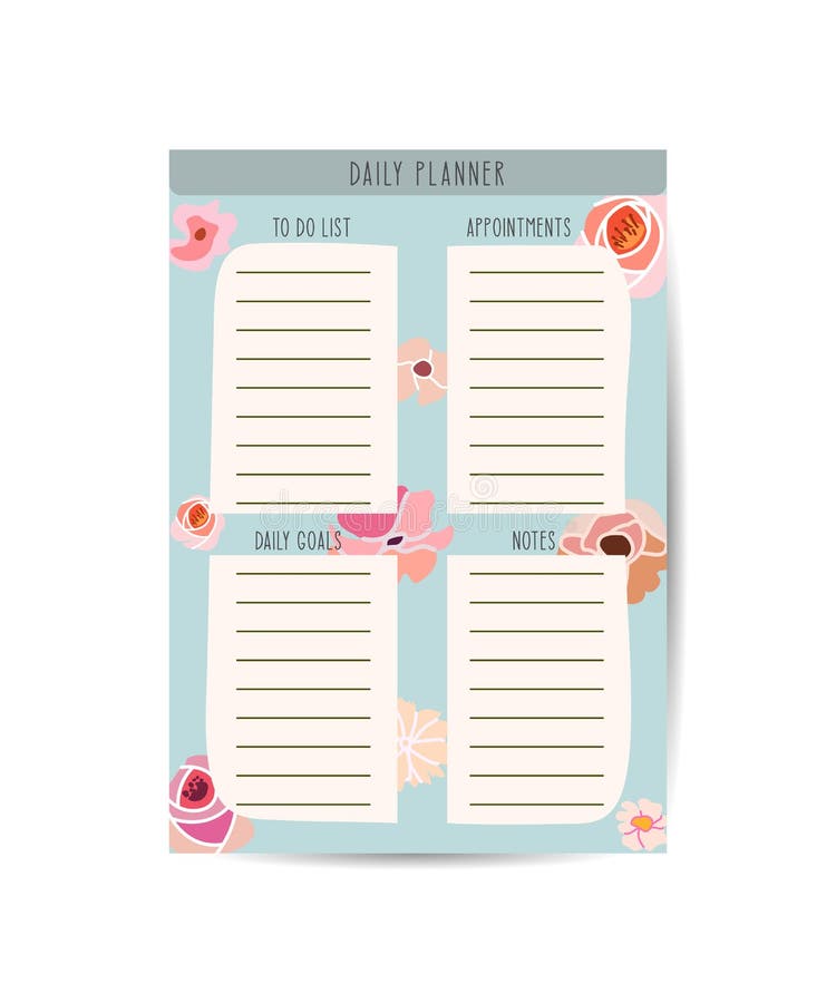 Daily Routines Planner Template with Floral Design. Planner with Space ... Daily Routines Planner Template with Floral Design. Planner with Space ...