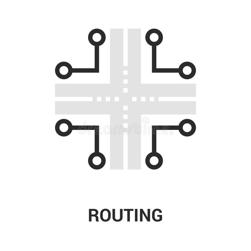 Routing Flat Line Icon Design Concept Stock Vector - Illustration of ...