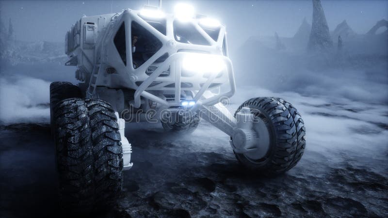 Rover on Alien Planet. Mars Surface. 3d Rendering. Stock Illustration ...