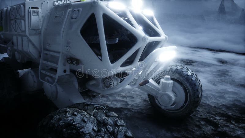 Rover on Alien Planet. Mars Surface. Realistic 3d Animation. Stock ...