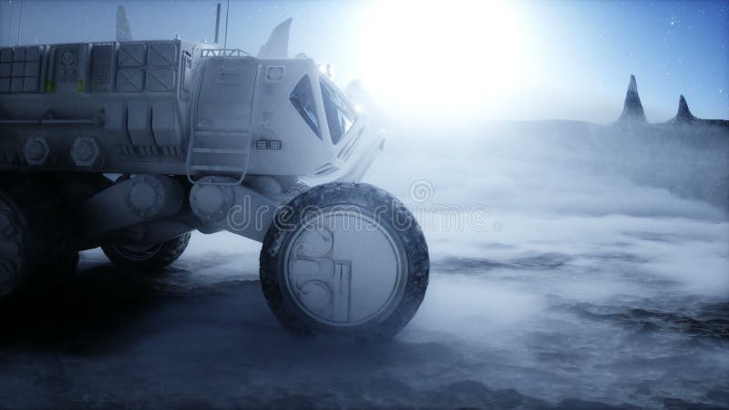 Rover on Alien Planet. Mars Surface. Realistic 3d Animation. Stock ...