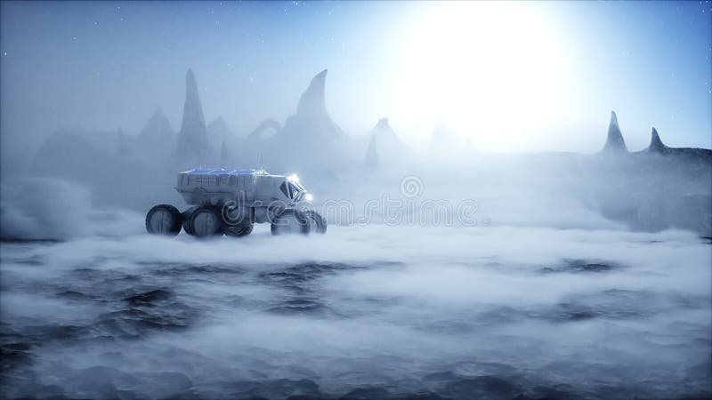 Rover on Alien Planet. Mars Surface. Realistic 3d Animation. Stock ...